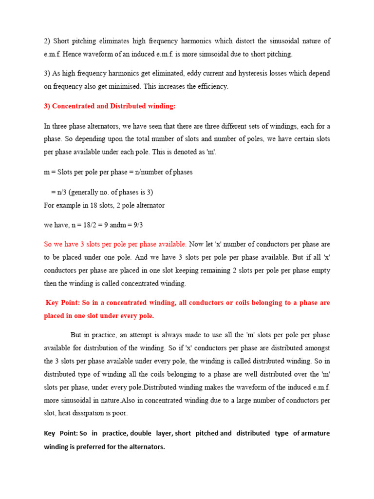 3) Concentrated and Distributed Winding:: So We Have 3 Slots Per Pole ...