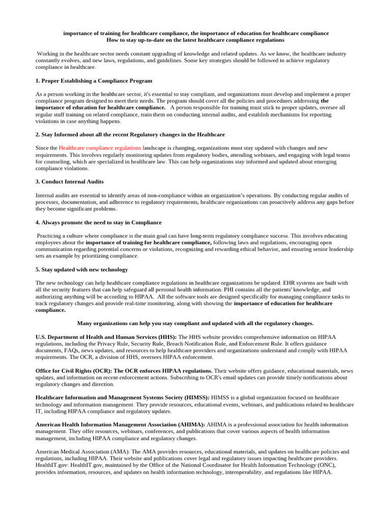 How To Stay Up-To-Date On The Latest Healthcare Compliance Regulations ...