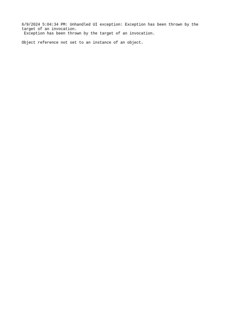 UI Exception: Object Reference Error | PDF