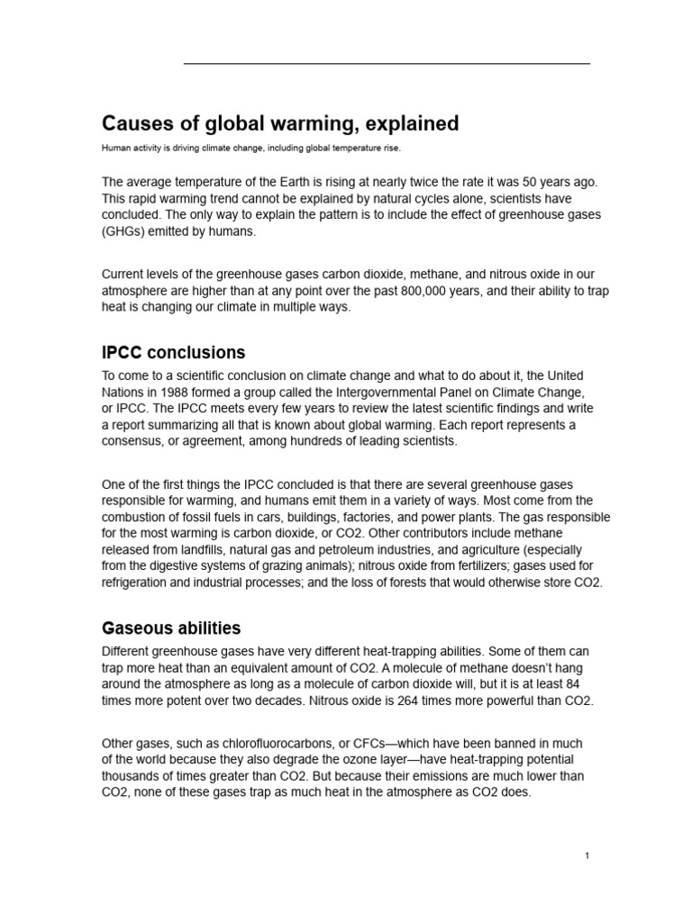 Human Impact on Global Warming Explained | PDF | Climate Change ...