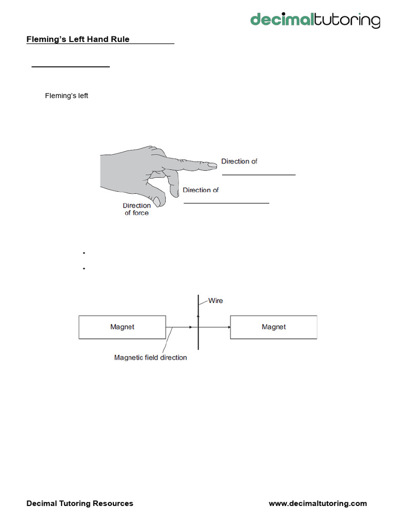 A - Fleming's Left Hand Rule Qs | PDF | Magnetic Field | Electromagnetism
