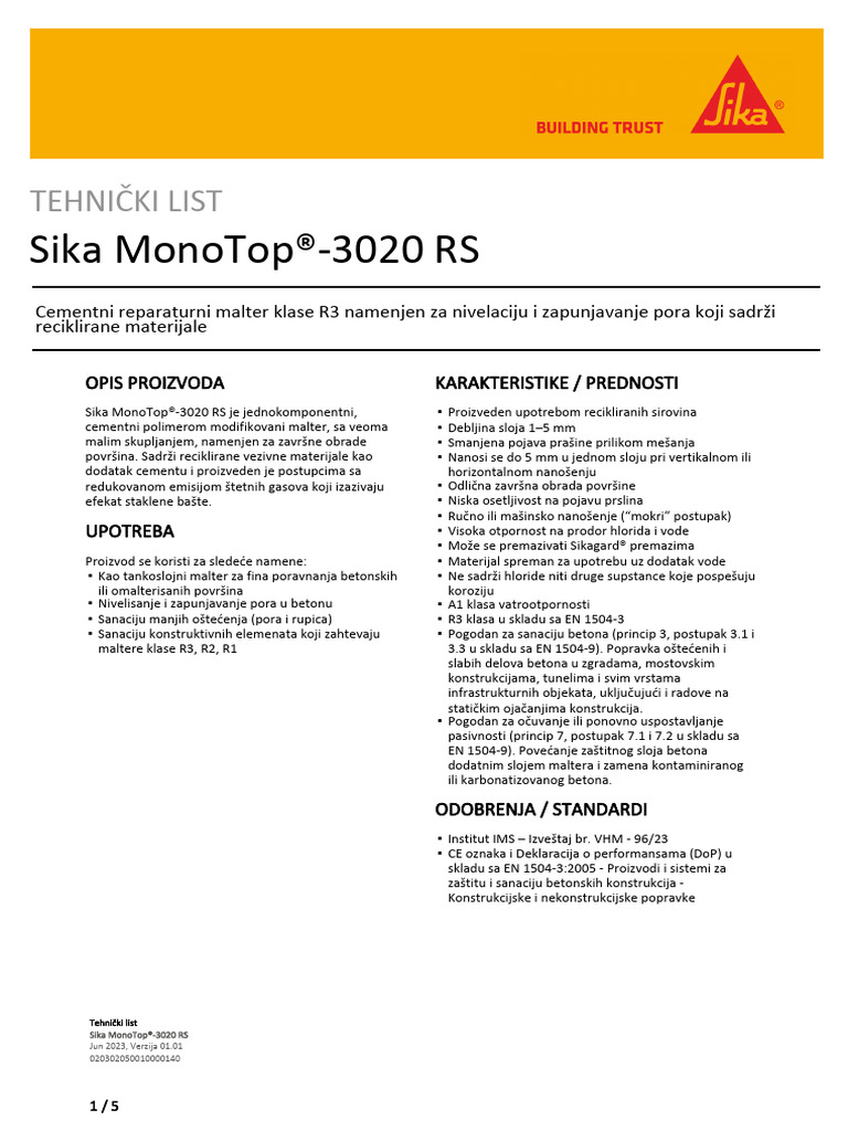 TL-Sika MonoTop-3020 RS | PDF