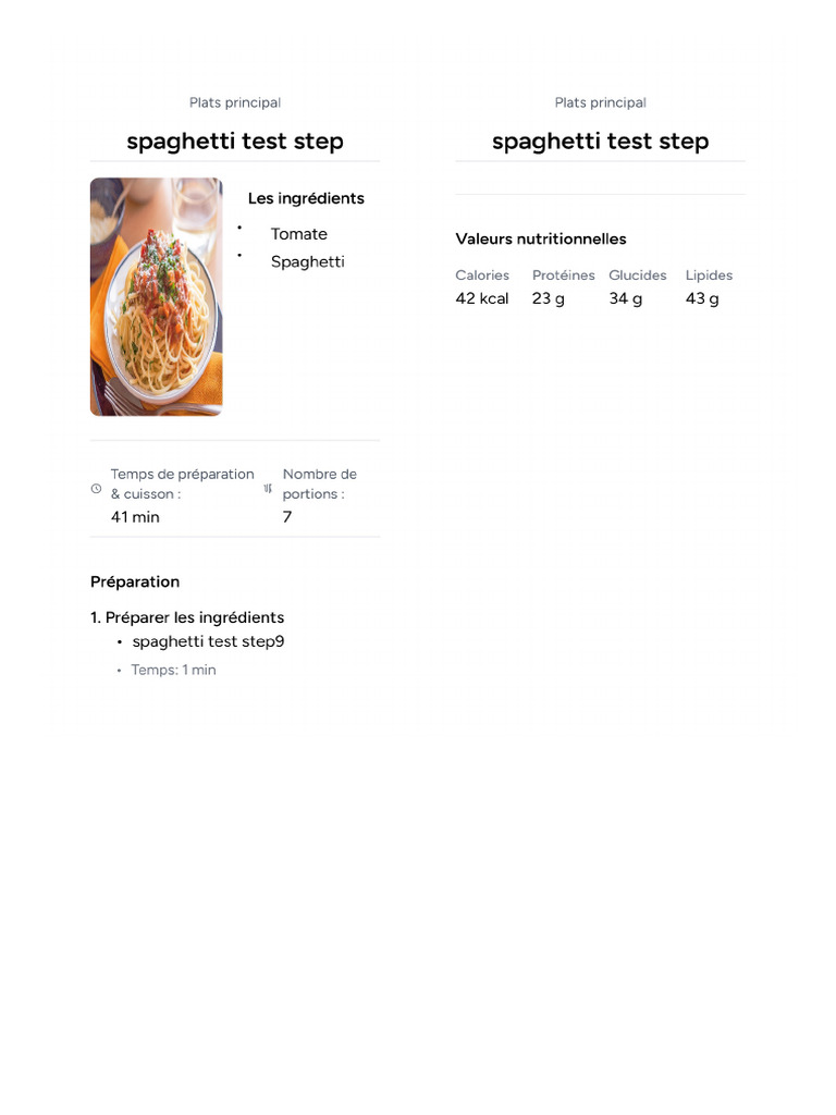 Recette Spaghetti Test Step | PDF