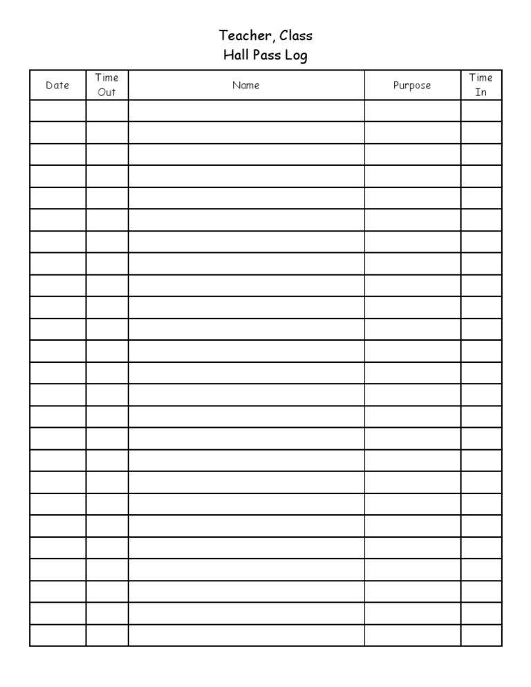 Student Hall Pass Record | PDF