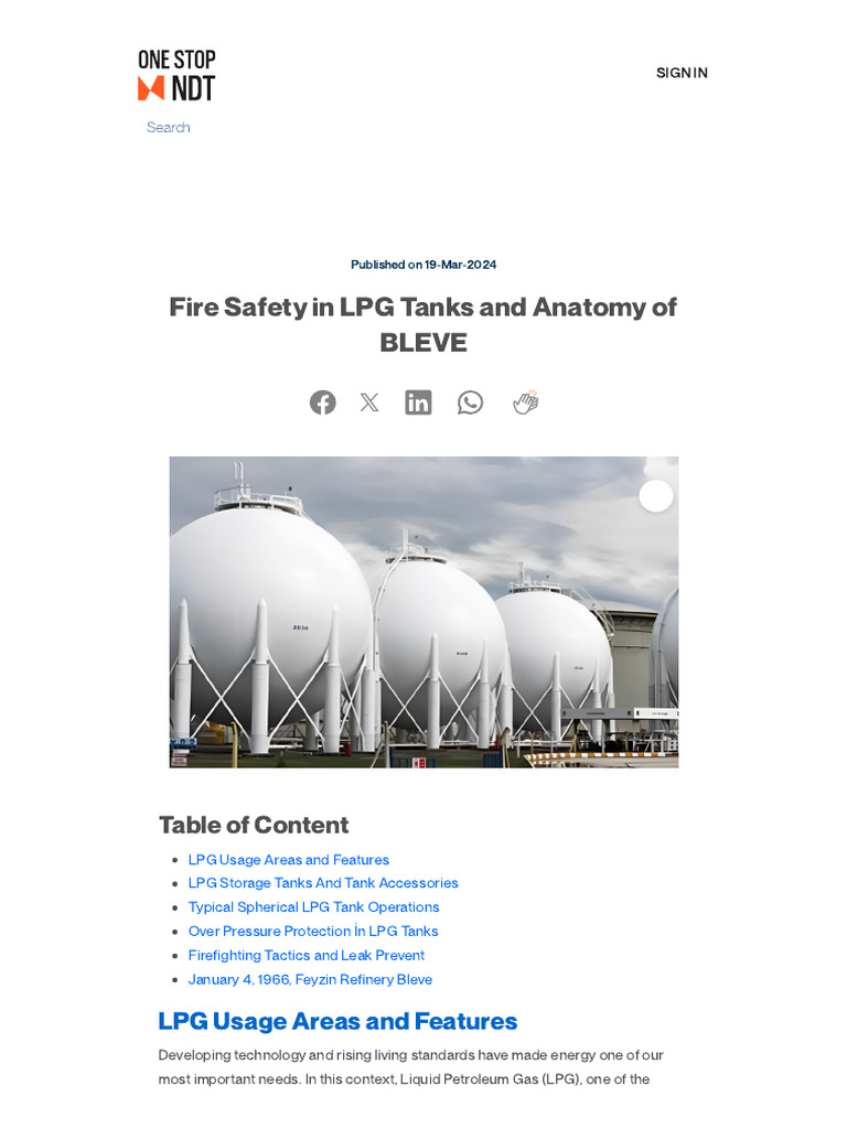 Fire Safety in LPG Tanks and Anatomy of BLEVE - OnestopNDT | PDF ...