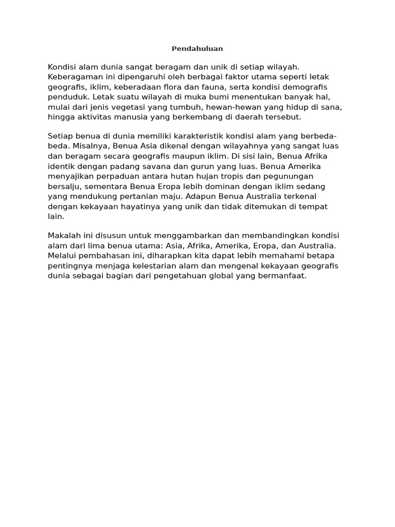 Kondisi Alam Lima Benua Dunia | PDF