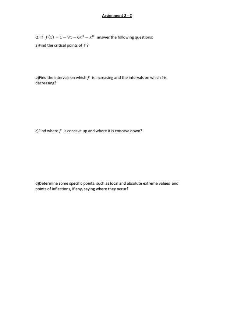 Critical Points and Graph Analysis of f(x) | PDF