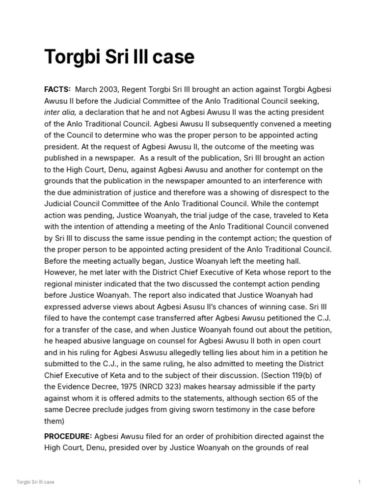 Torgbi Sri III Case | PDF | Political Law | Separation Of Powers