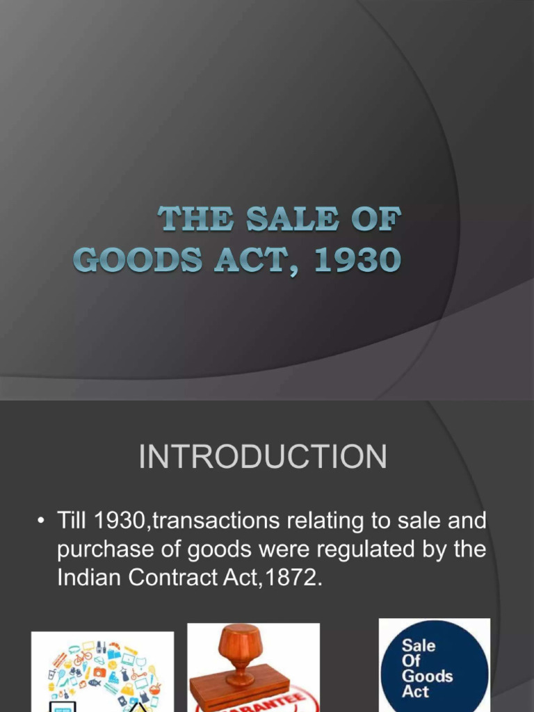Unit 3 - Sale of Goods Act | PDF