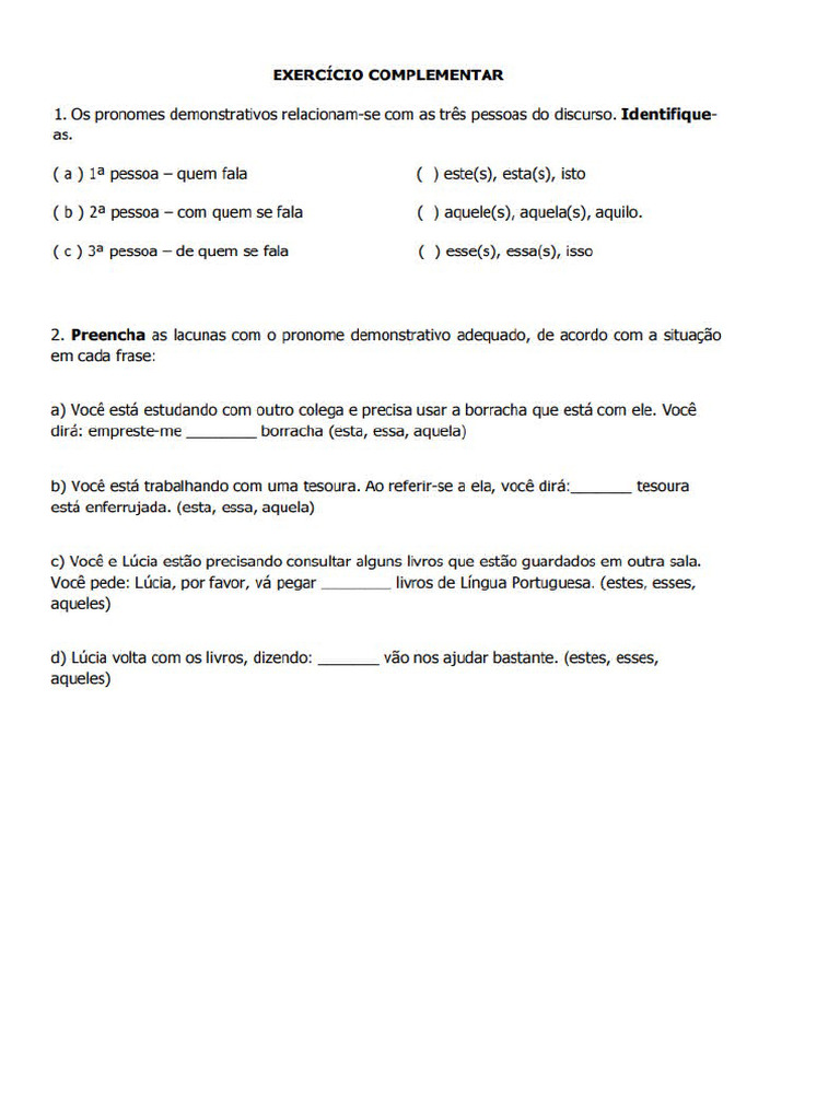Atividade de Pronomes Demonstrativo | PDF