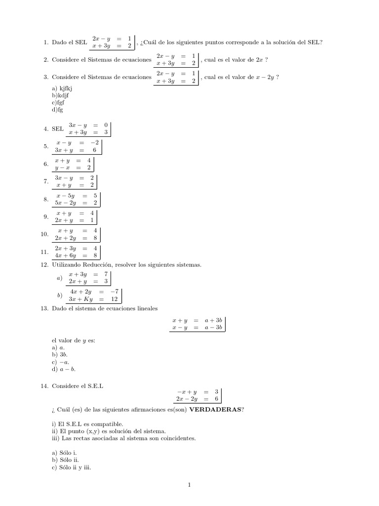 Sisteas de Ecuaciones Primerio Medio | PDF | Sistema de ecuaciones ...