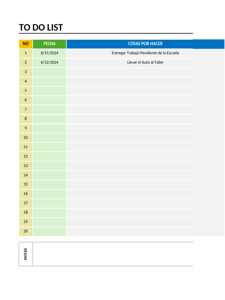 Lista de Tareas en Excel | PDF