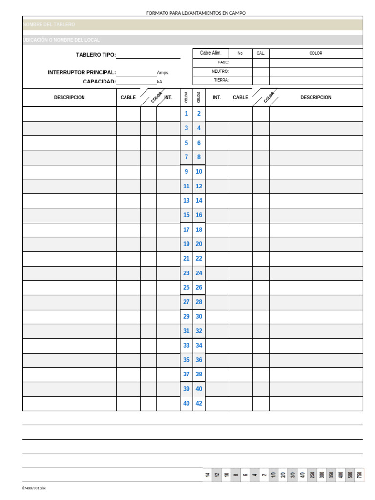 Formato para Captura de Tableros Electricos D | PDF