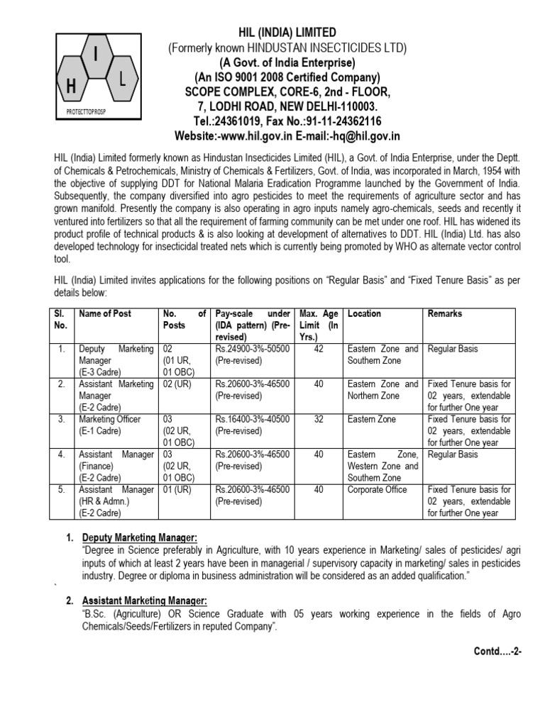 Adv For The Post of DMM, AMM, MO, AM (Fin) and AM (HRAdmn) On Regular and Fixed Tenure Basis ...