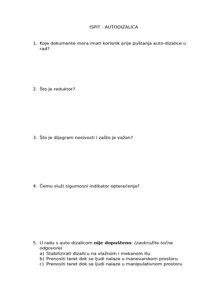 Ispit Autodizalica 2024 | PDF