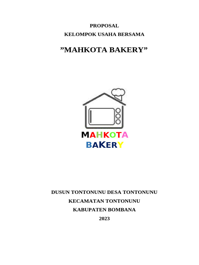 Proposal Bantuan Modal KUBE Mahkota Bakery | PDF