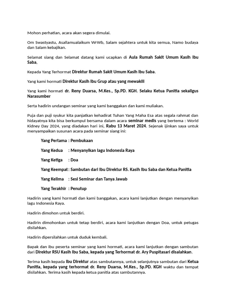 Naskah MC Seminar Awam | PDF