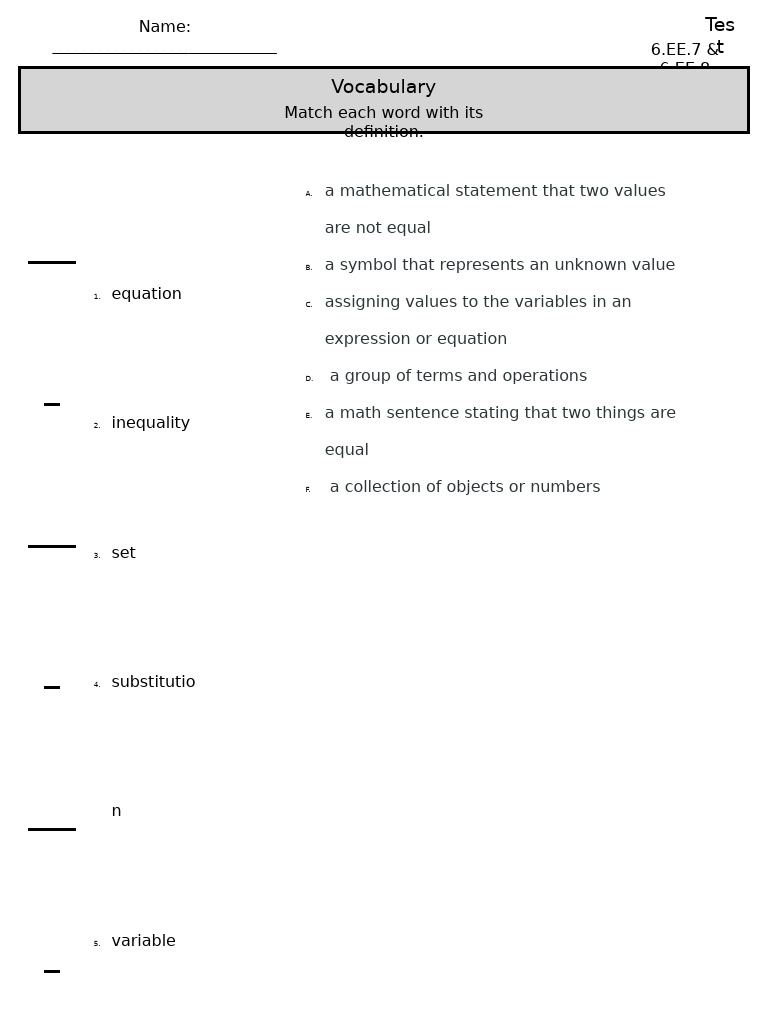 6.EE.7 & 6.EE.8 Test | PDF