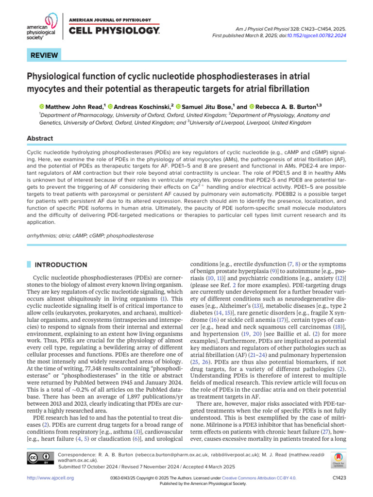 Read Et Al 2025 Physiological Function of Cyclic Nucleotide ...
