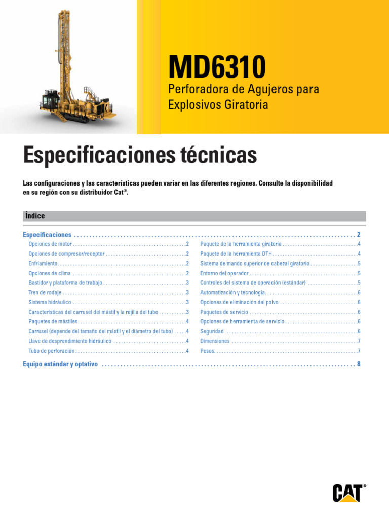 MD6310 Spec Sheet - ASXQ2916 01 - LR | PDF | Perforación | Ventana