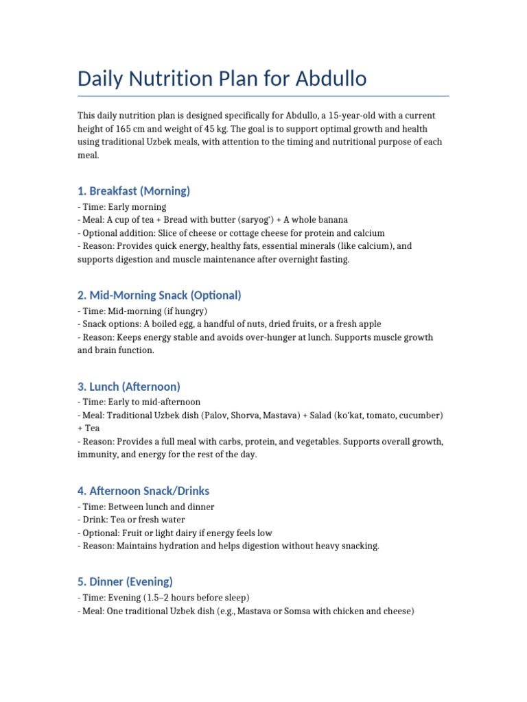 Abdullo Nutrition Plan | PDF