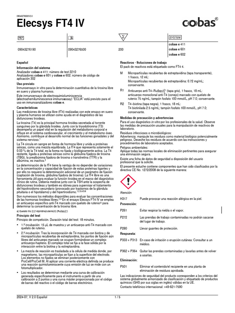 Elecsys FT4 IV_Roche | PDF | Glándulas | Tiroides