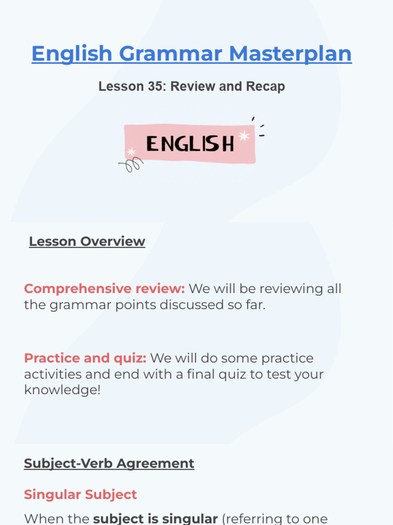 284 Lesson-35.Review-and-Recap | PDF | Part Of Speech | Verb