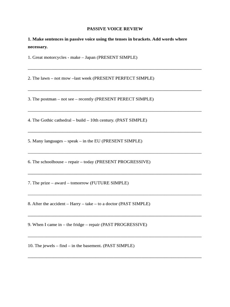 Passive Voice Exercises and Answers | PDF | Perfect (Grammar) | Linguistics