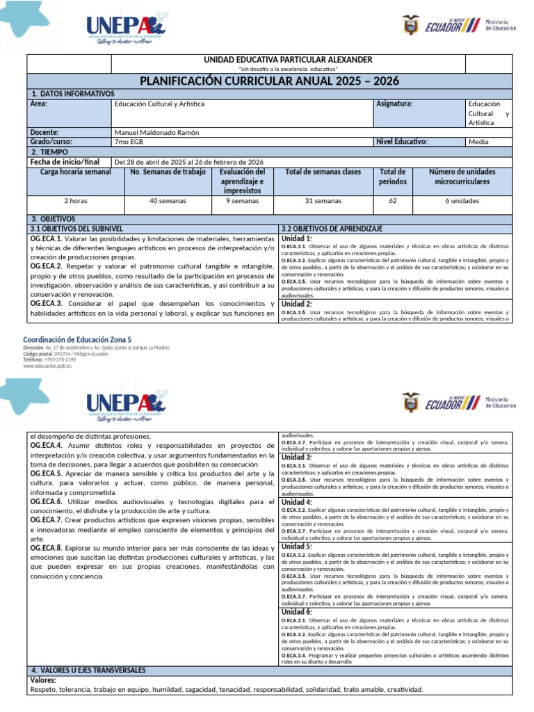 Pca 2025 - Eca - 7mo | PDF | Teatro | Animación