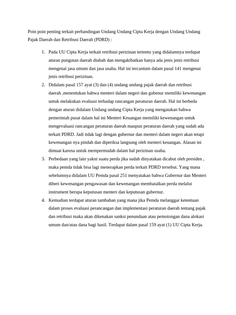 UU PDRD dan UU CIPTA KERJA | PDF