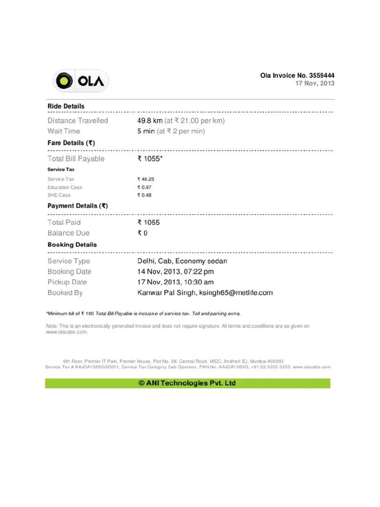 Ola Bill | PDF