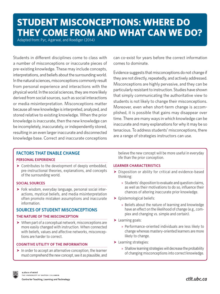Addressing Student Misconceptions in Learning | PDF | Knowledge | Learning