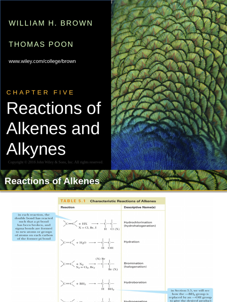 Ch05 Reactions of Alkene Alkyne Lee | PDF | Chemical Reactions | Alkene