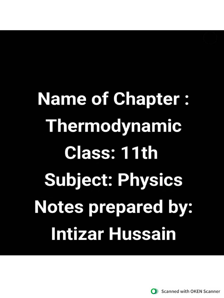 Thermodynamics (11th Physics) | PDF