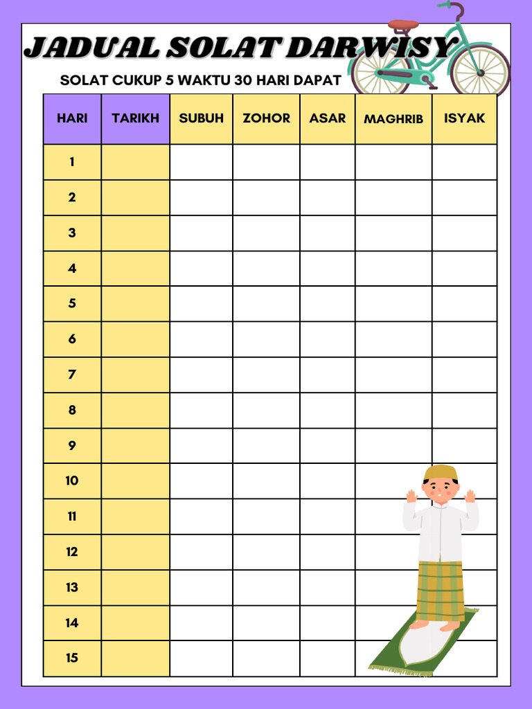 jadual solat darwisy | PDF