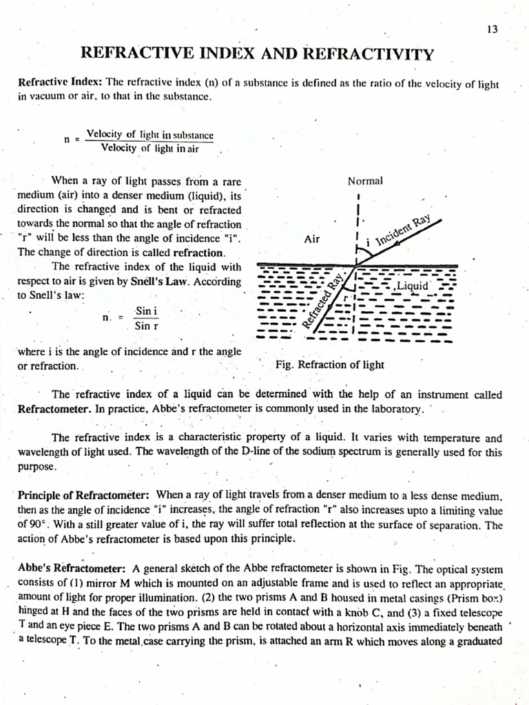 Refractive Index | PDF