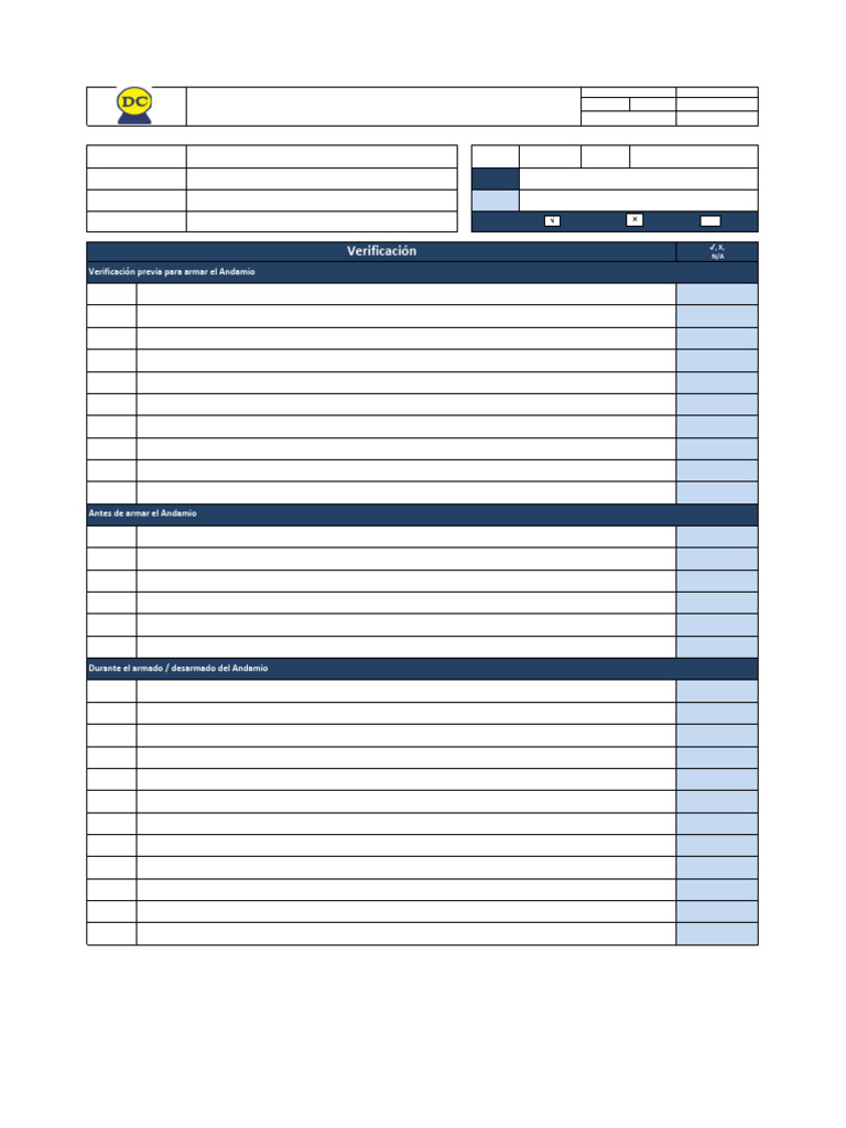 Checklist de Seguridad para Andamios | PDF | Andamio