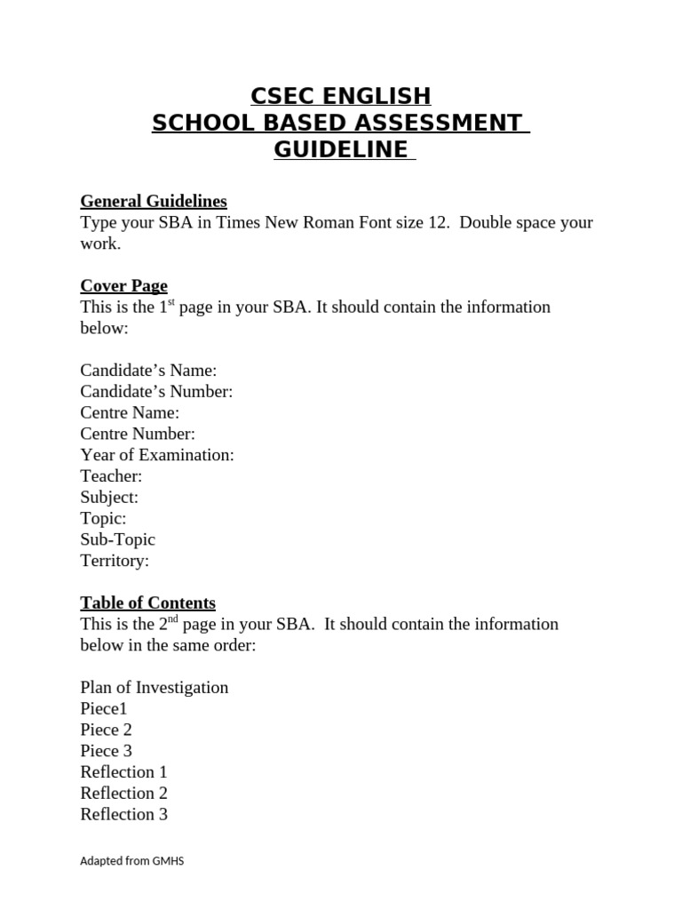 Csec English Sba Guidelines | PDF | Public Speaking | Poetry