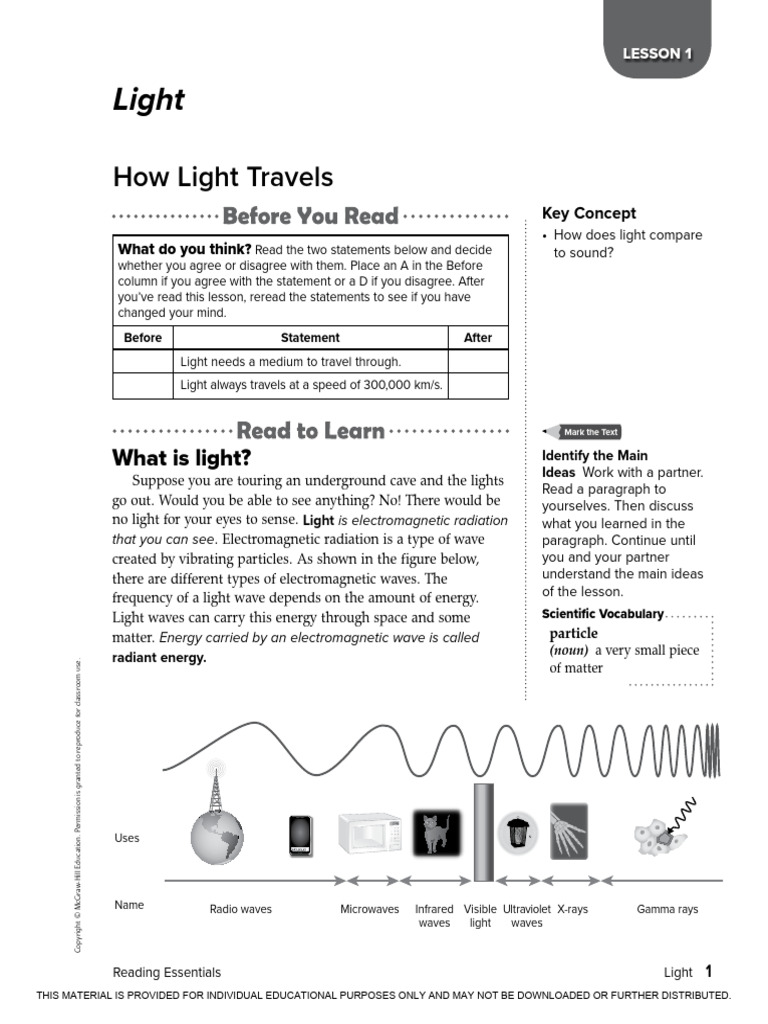 Lesson 1 How Light Travels | PDF | Light | Electromagnetic Radiation