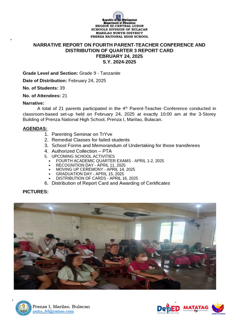 Parent-Teacher Conference Report 2025 | PDF