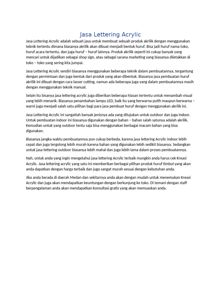 Jasa Lattering Acrylic | PDF