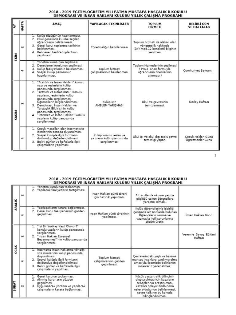 Diy Yillik Calisma Plani | PDF