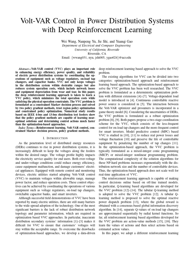 2019 VVC RL SmartGridComm | PDF | Mathematical Optimization | Applied ...