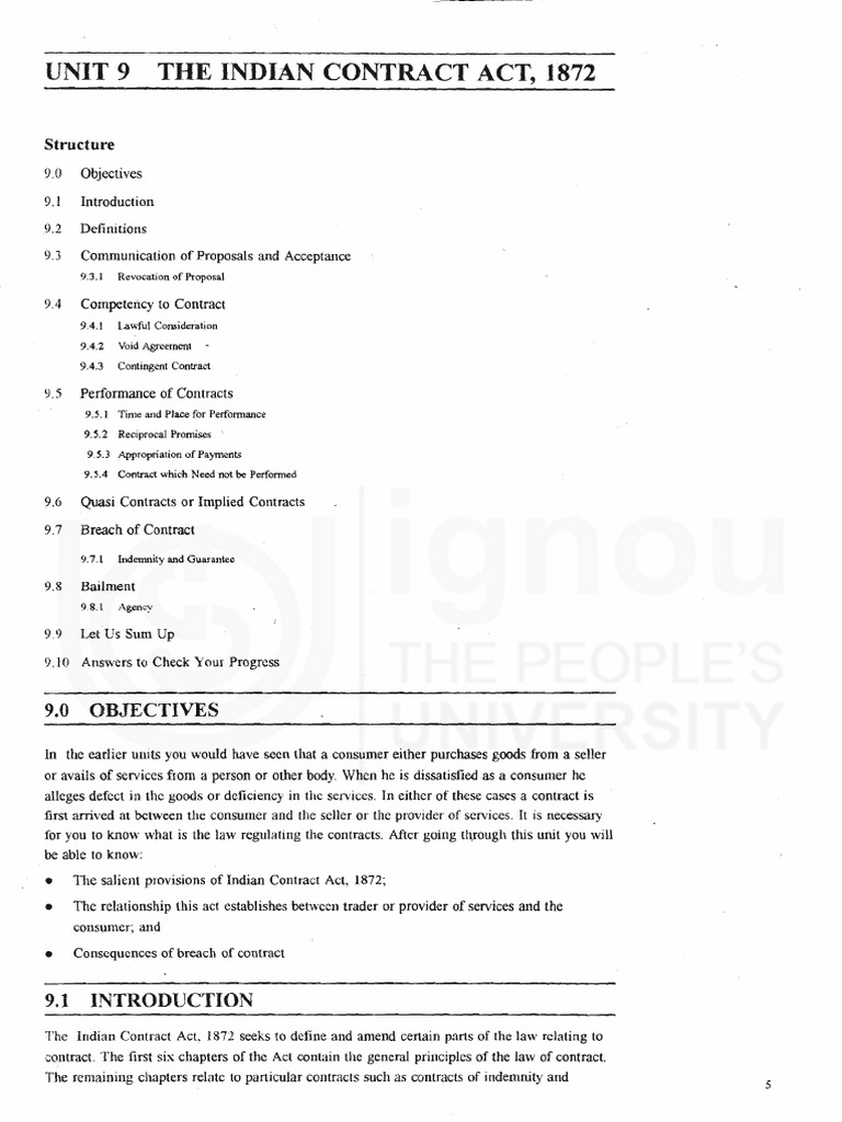 Overview of Indian Contract Act 1872 | PDF | Guarantee | Legal Concepts