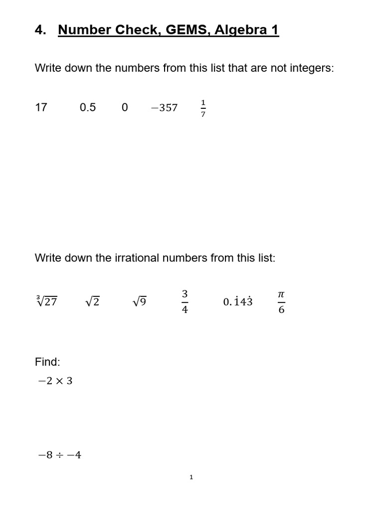 G1 Lesson 4 As - GEMS, Algebra 1 | PDF | Factorization | Mathematics