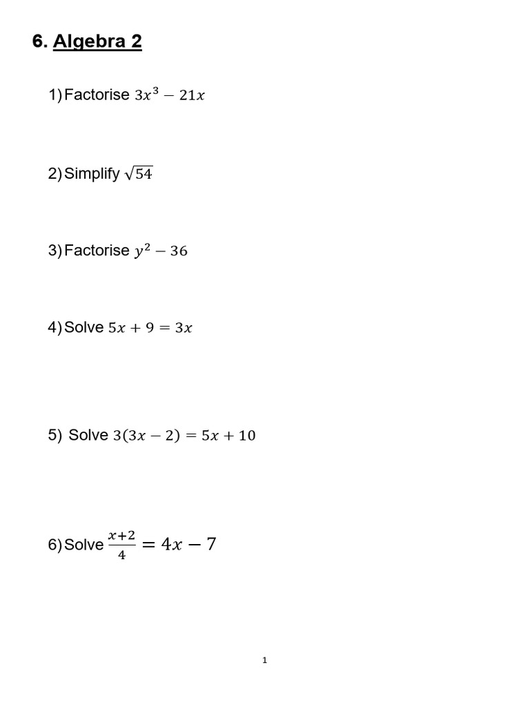 Algebra 2: Factorization and Solving Techniques | PDF | Factorization ...