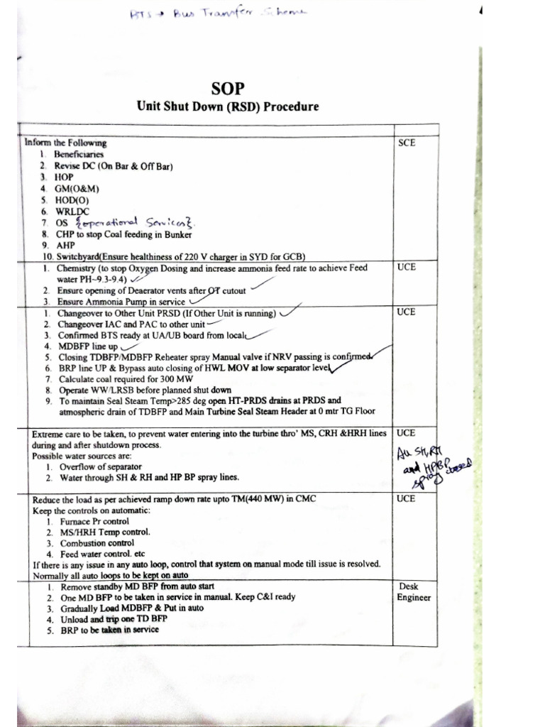 Unit shut down (RSD) procedure | PDF