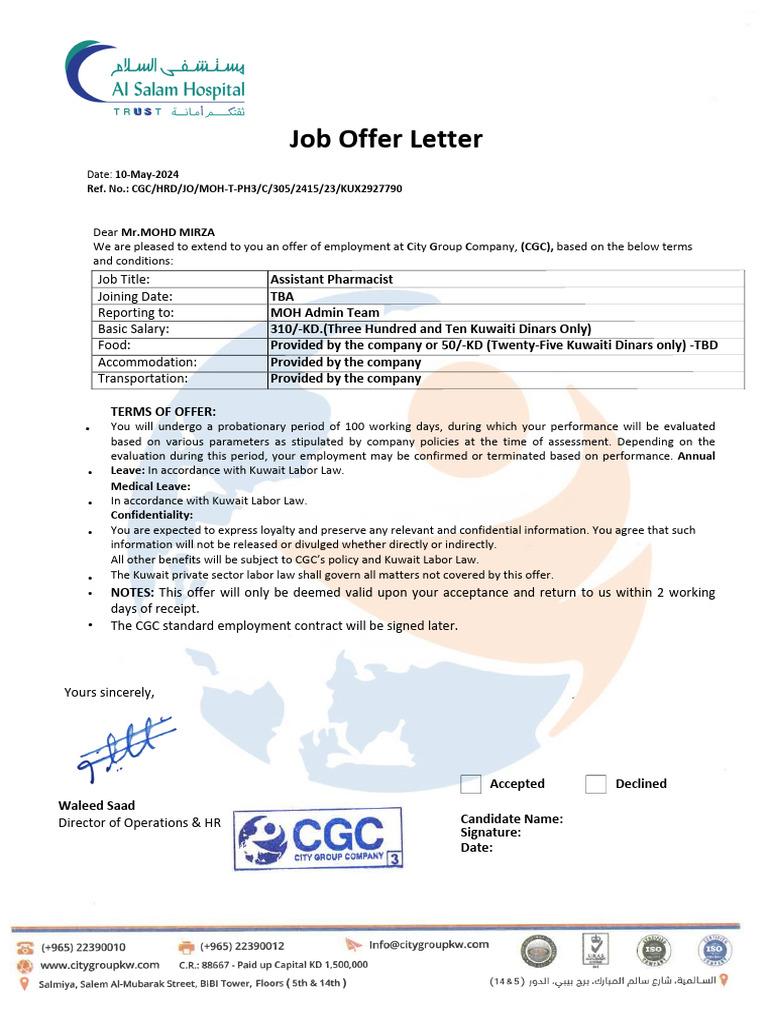 MOHD AFTAB - OFFER LETTER - PDF - 20240522 - 102353 - 0000 | PDF