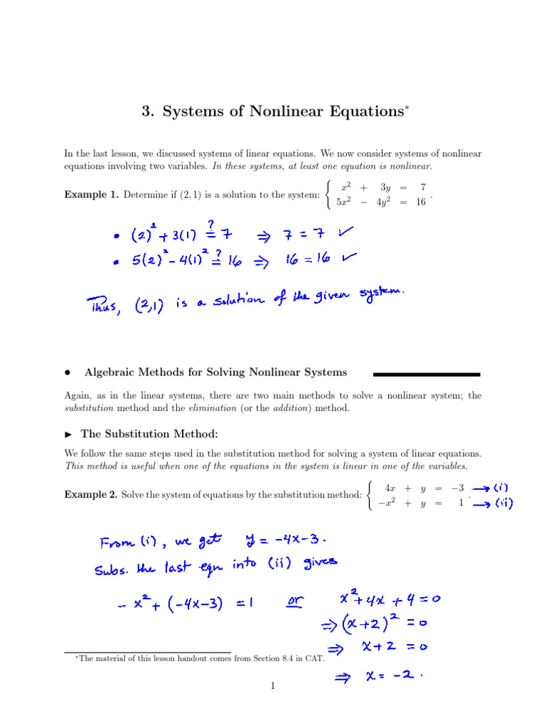 F22 Lesson-3-Notes Finished | PDF | Equations | System Of Linear Equations