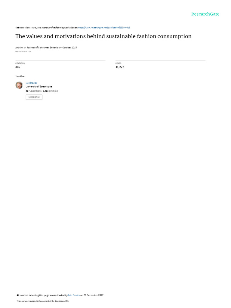 The Values and Motivations Behind Sustainable Fash | PDF | Clothing ...